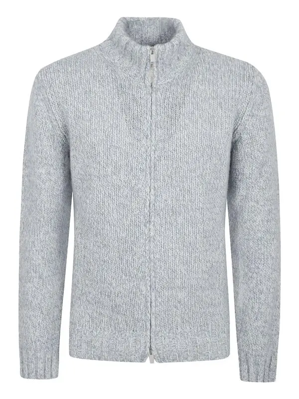 LARDINI Full Zip Turtleneck Cardigan - White