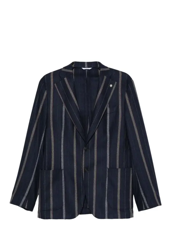 MANUEL RITZ Pinstriped Jacket - Blue
