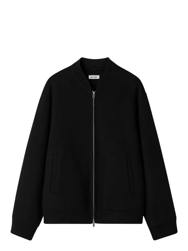 Soft Goat Zip-up Bomber Jacket - Black