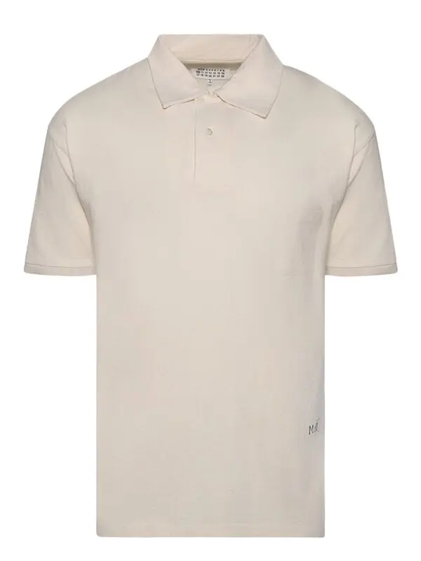 MAISON MARGIELA Logo Print Polo Shirt - White