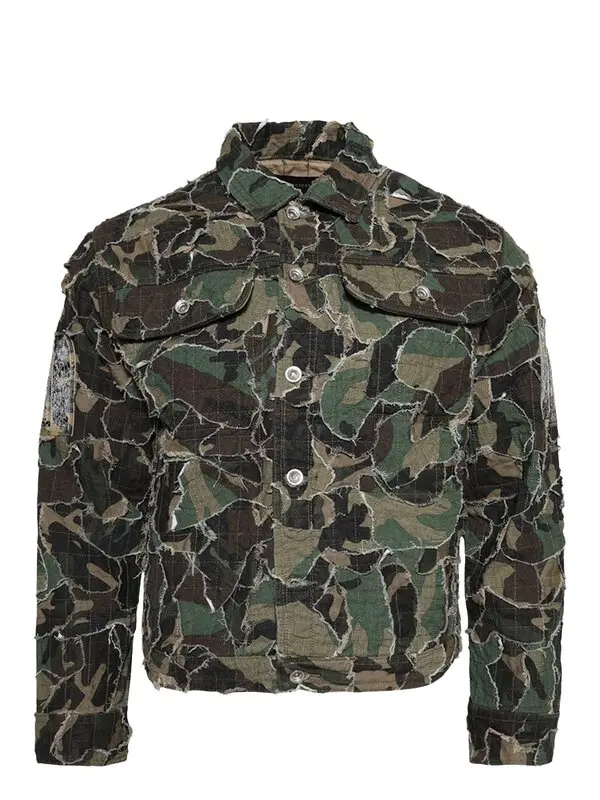 WHO DECIDES WAR BY EV BRAVADO Camo Trucker Jacket - Green