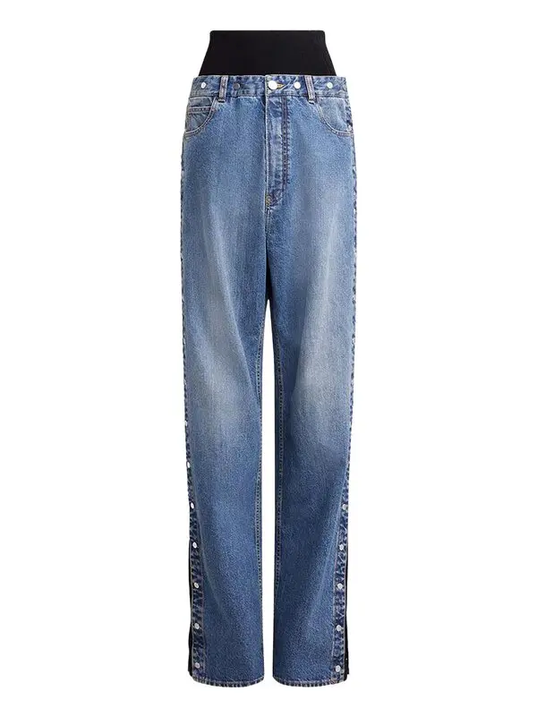 Alaïa Snap Straight Leg Jeans - Blue