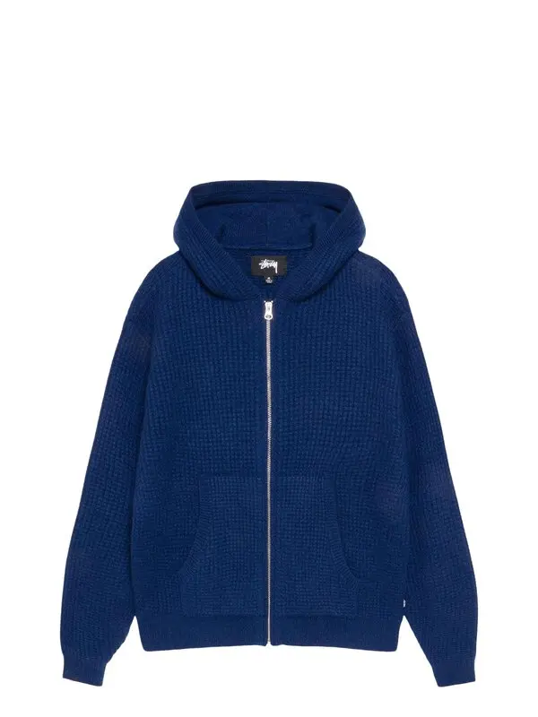 StÜssy Waffle Cashmere Zip Hoodie - Blue