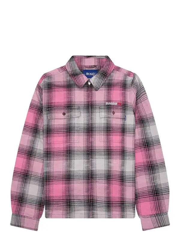 AWAKE NY Flannel Zip Shirt - Pink