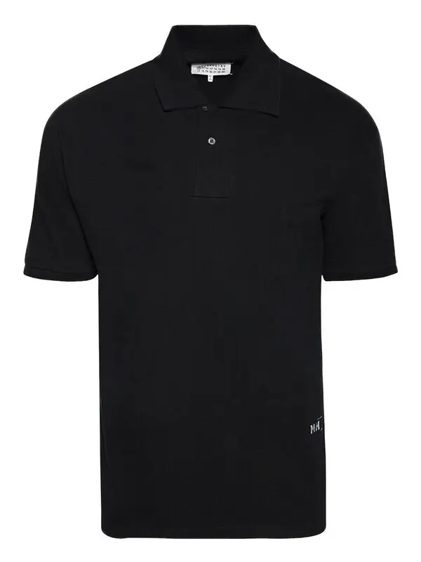 MAISON MARGIELA Logo Print Polo Shirt - Black