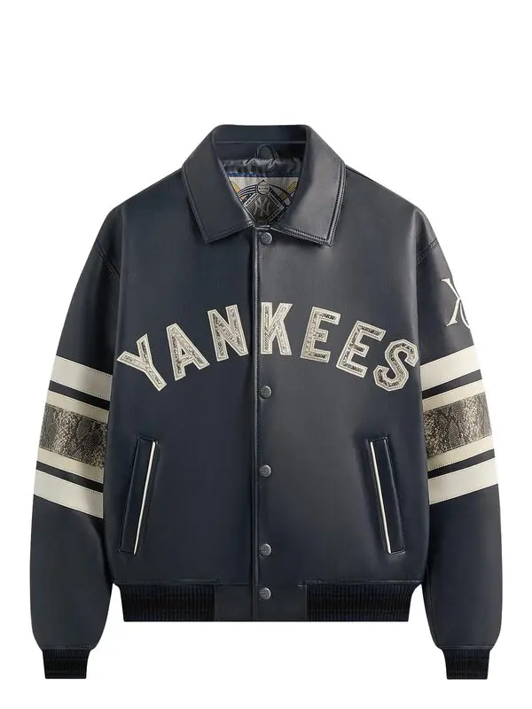 Kith X Avirex Yankees Leather Varsity Jacket - Green