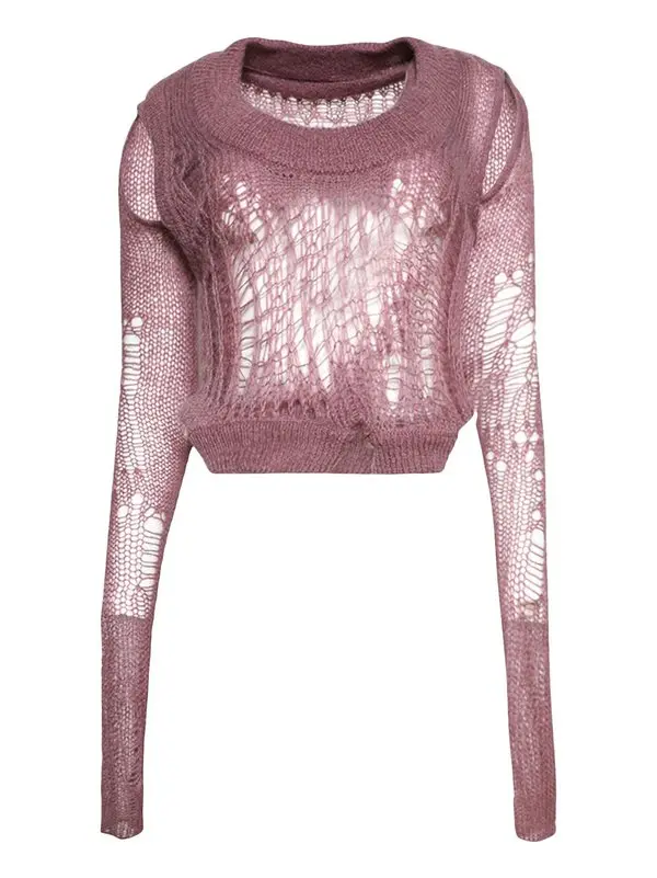 Rick Owens Fine Knit Distressed Sweater - Pink