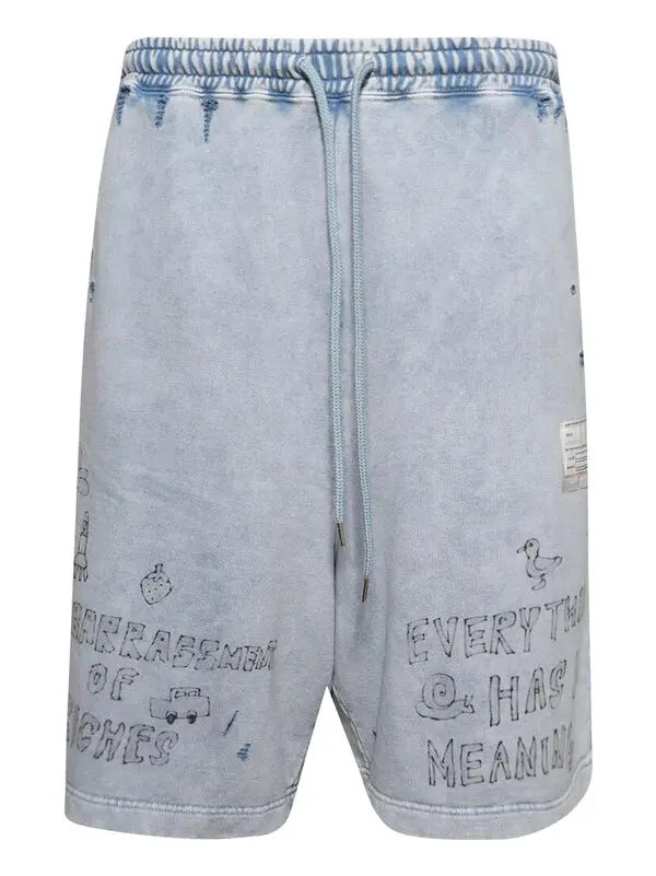 Mihara Yasuhiro Bleached Denim Shorts - Blue