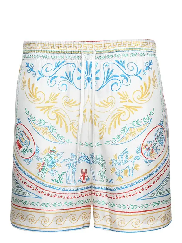 Casablanca Printed Drawstring Shorts - White