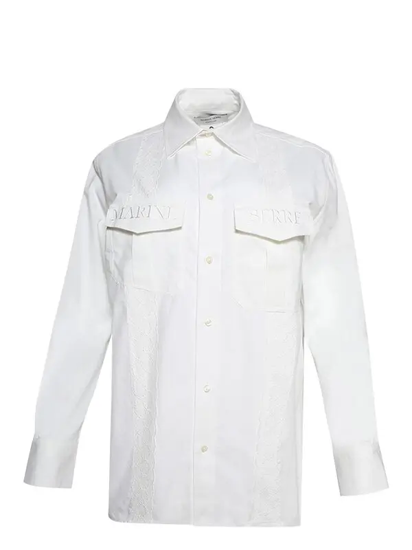 MARINE SERRE Upcycled Linen Twin Pocket Shirt - White