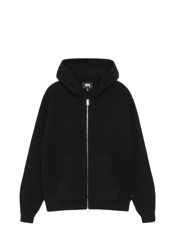 StÜssy Waffle Cashmere Zip Hoodie - Black