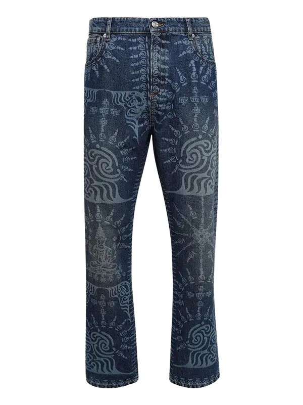 BLUEMARBLE Laser Print Straight Leg Jeans - Blue