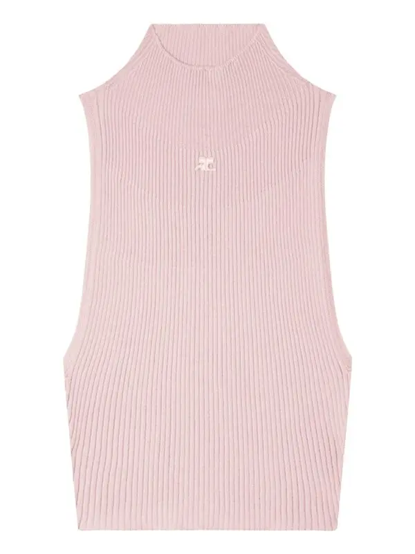 COURREGES Mockneck Light Rib Top - Pink
