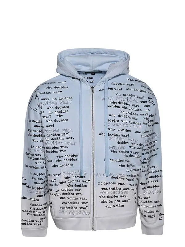 WHO DECIDES WAR Scripture Zipper Hoodie - Blue