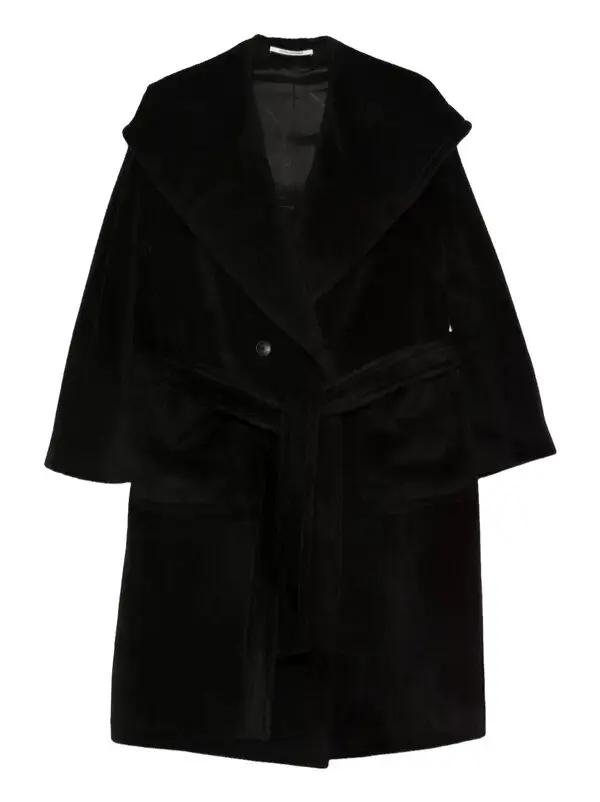 Tagliatore Hooded Belted Coat - Black