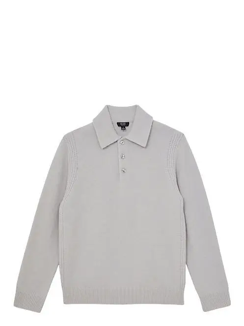 REISS Deansgate Polo-collar Wool And Cashmere-blend Jumper - Ice Grey