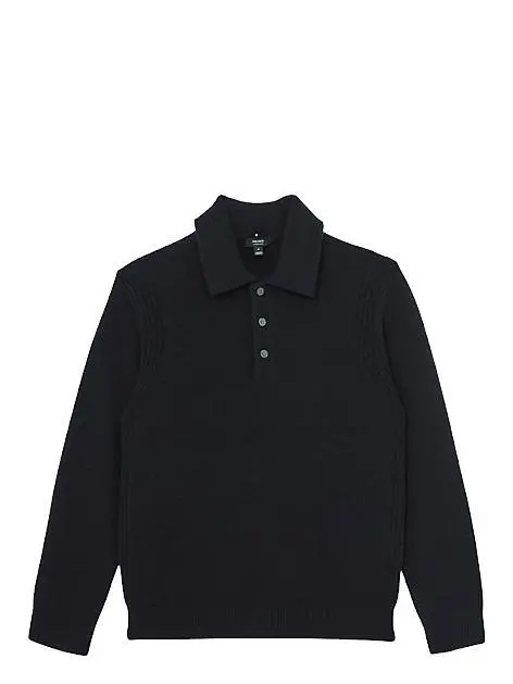 REISS Deansgate Polo-collar Wool And Cashmere-blend Jumper - Navy