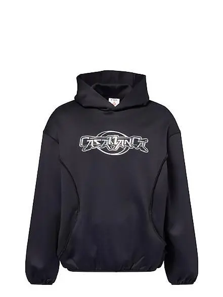 Casablanca Oversized Panel Logo Jersey Hoodie - Black