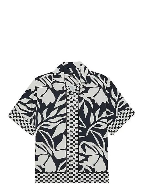 REISS Beattie Floral-print Woven Shirt - Navy White