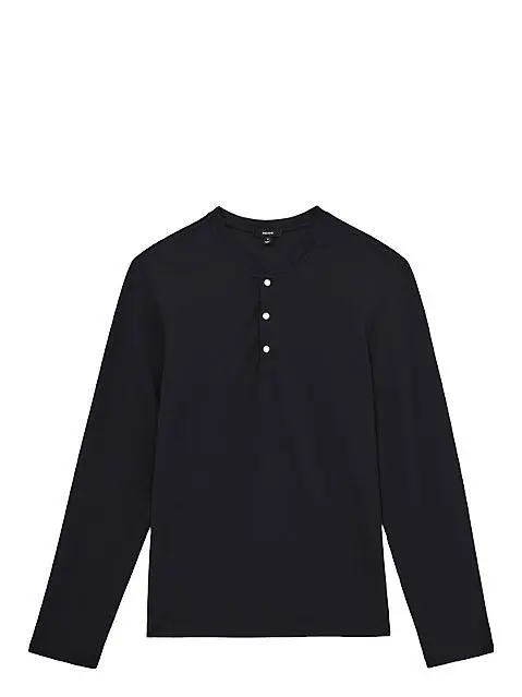 REISS Carmello Grandad-collar Stretch-jersey Henley Shirt Xxl - Navy