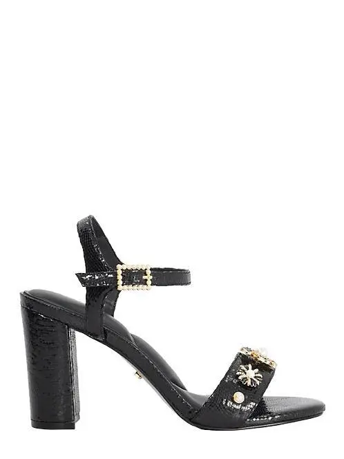 DUNE Embellished Heeled Sandals - Black Synthetic