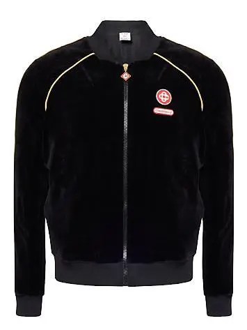 Casablanca Velour Logo-patch Cotton-blend Track Jacket - Black