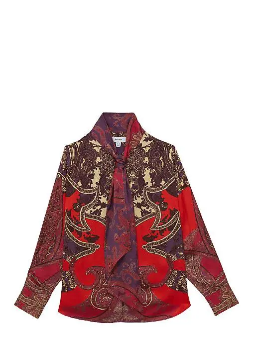 REISS Paisley-print Woven Top - Red
