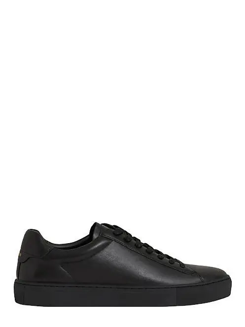 REISS Finley Leather Trainers - All Black