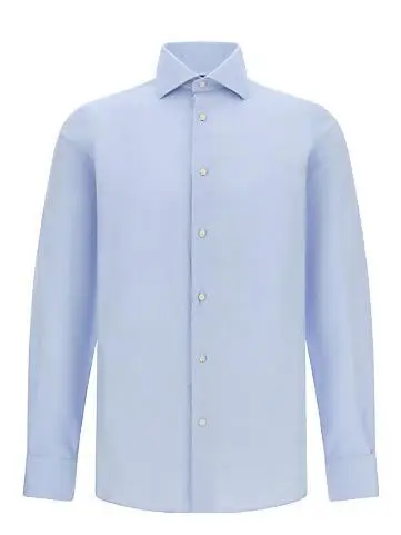 Boggi Milano Striped Regular-fit Cotton Shirt - Light Blue