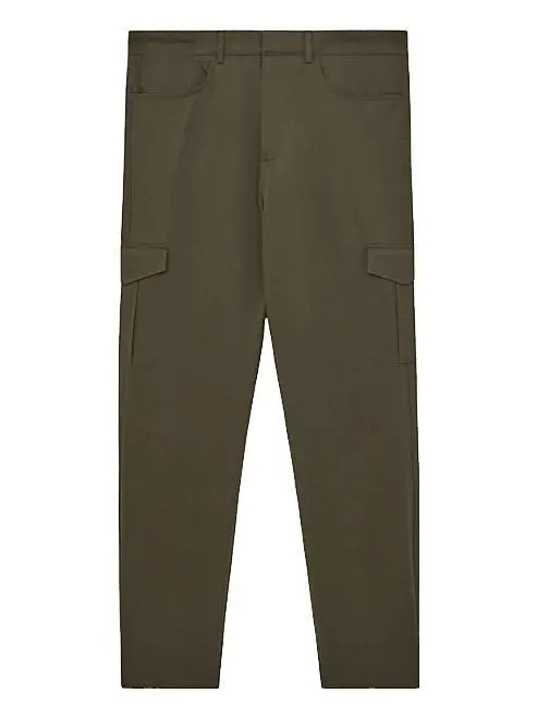 REISS Regular-fit Stretch-cotton Cargo Trousers - Olive Green