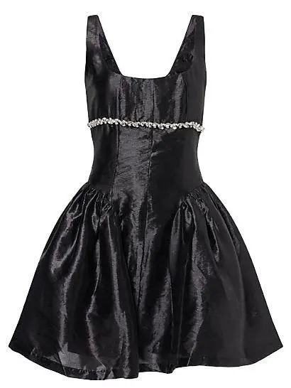 AMY LYNN Cheryl Puffy Woven Mini Dress - Black