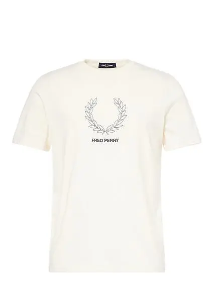 Fred Perry Laurel Wreath Embroidered Cotton T-shirt - Ecru