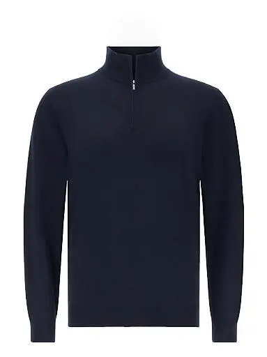 Boggi Milano Merino Wool Half-zip Jumper - Navy Blue