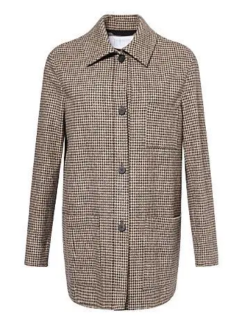 Harris Wharf London Chore Patterned Brushed Wool-blend Jacket - Beige Houndstooth