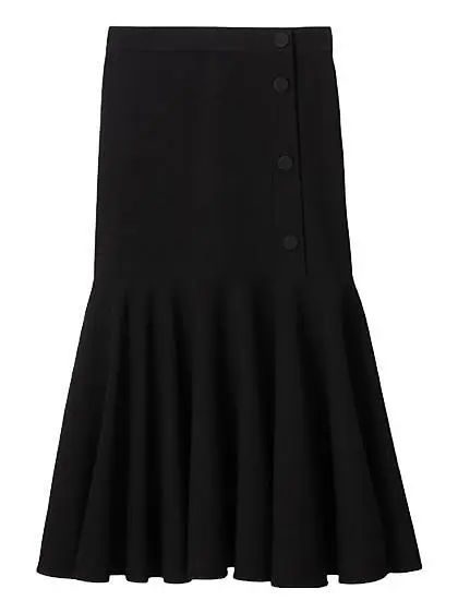 Sandro High-rise Stretch-woven Midi Skirt With Ruffle Hem - Black
