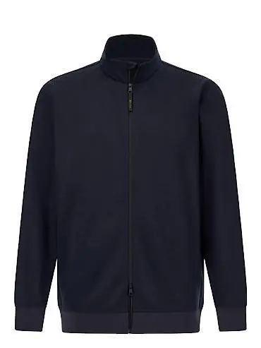Boggi Milano Wool Jacket With Mock Neck - Navy Blue