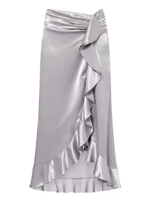 AMY LYNN Ruffled Woven Maxi Skirt - Silver