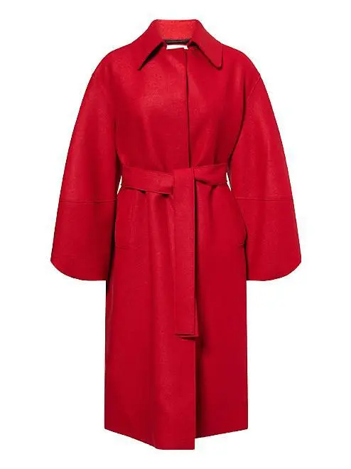 Harris Wharf London Puff-sleeve Pressed Wool Coat - Royal Red