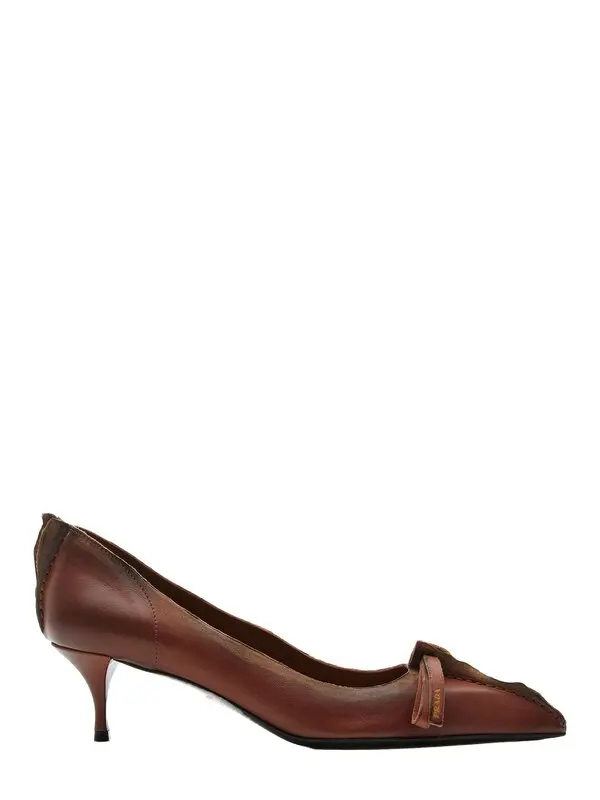 Prada Antiqued Leather Pointy-toe Pumps - Brown