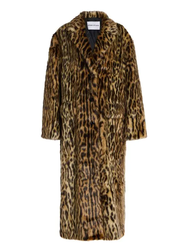 STAND STUDIO Marceline Leopard Faux Fur Coat - Animal