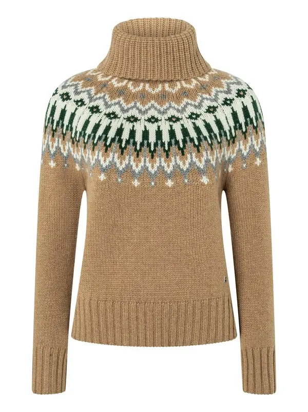 Bogner Fair Isle Cashmere Turtleneck Pullover - Neutral