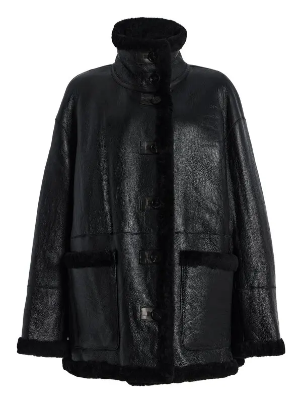 STAND STUDIO Heather Reversible Shearling Jacket - Black