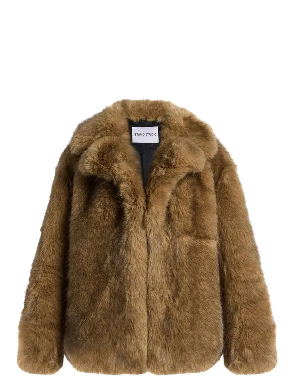 STAND STUDIO Valentina Faux Fur Jacket - Brown