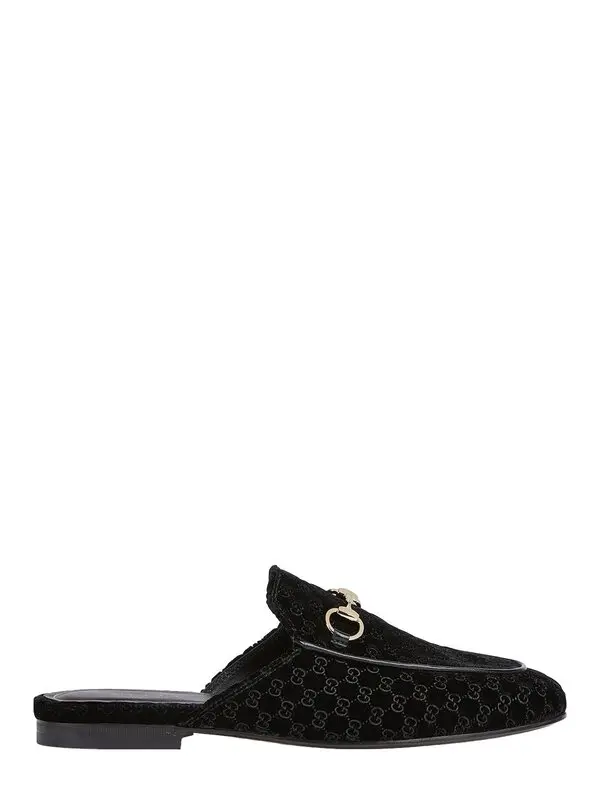 Gucci Nady Mini Gg Velvet Princetown Mules - Black