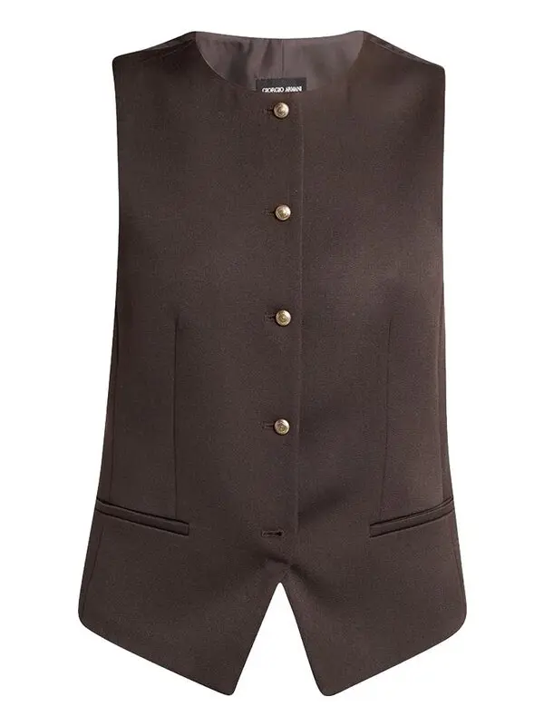 Giorgio Armani Single-breasted Wool Vest - Brown