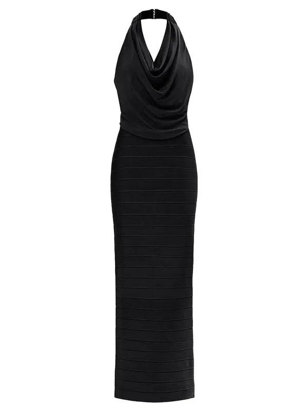 Herve Leger Lia Cowl-neck Gown - Black-001