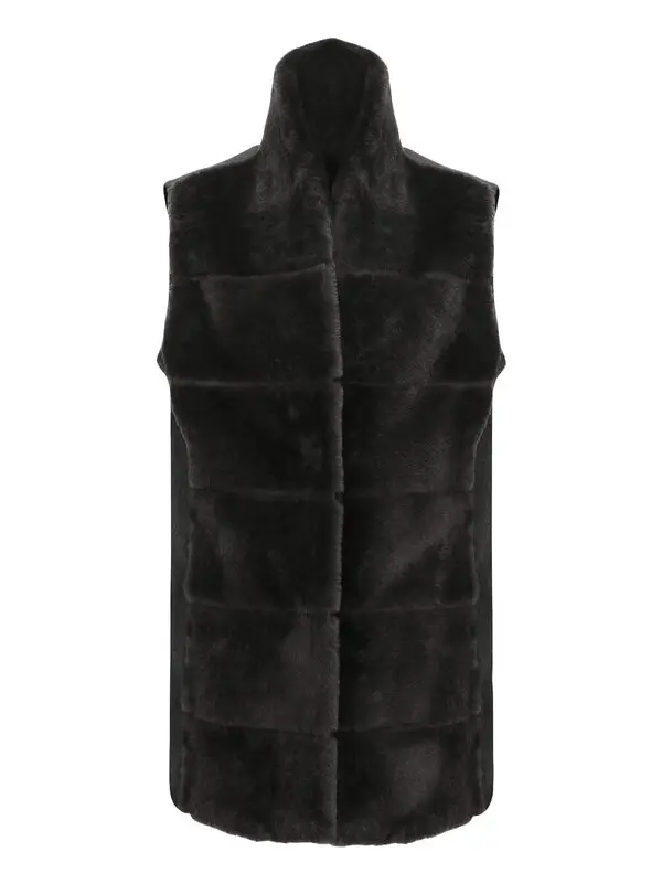 Gorski Reversible Shearling Vest With Cashmere Back - Anthracite