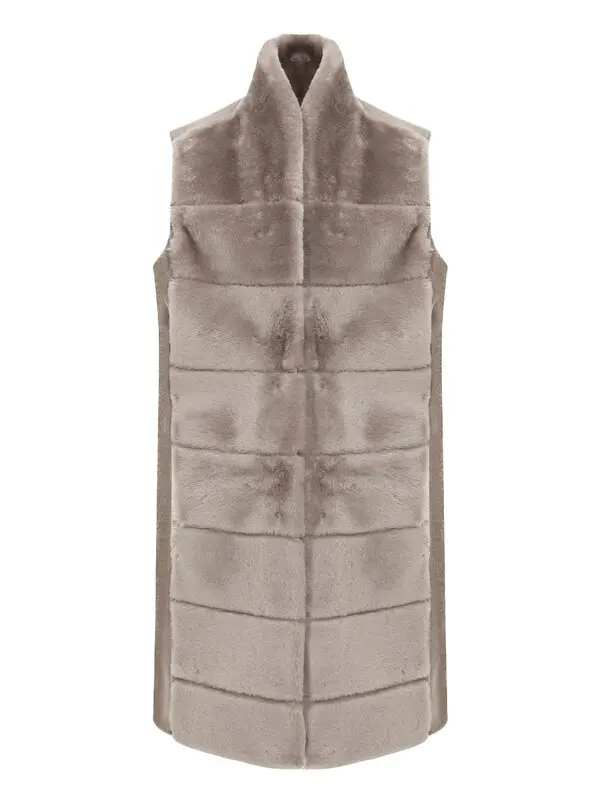 Gorski Reversible Shearling Vest With Cashmere Back - Taupe