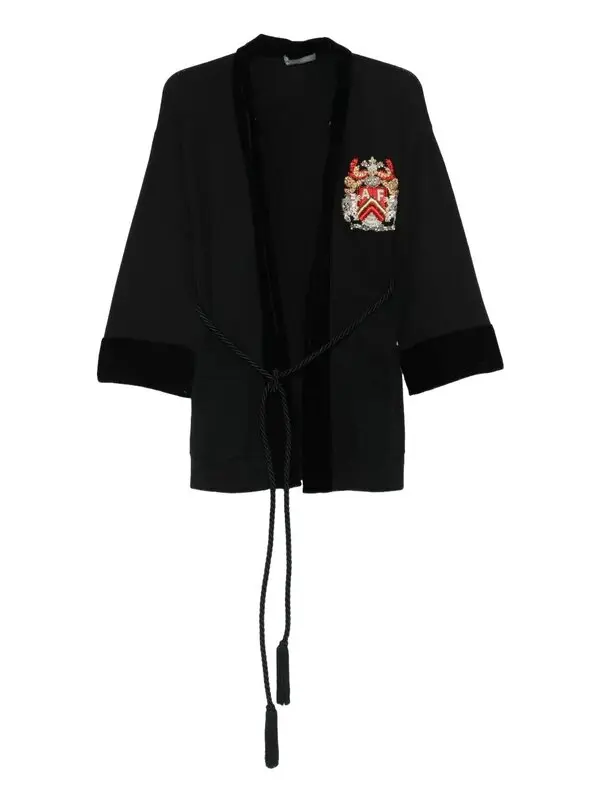 Alberta Ferretti Embroidered Velvet Cardigan - Black