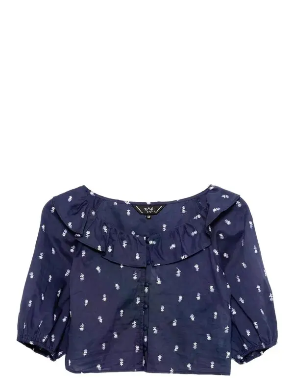 TO B. BY AGNÈS B. Floral Embroidered Blouse - Blue